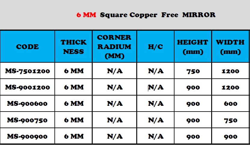 (Code: MS-) 6mm Mirror Square Copper Free (6mm Thickness) - The One ...