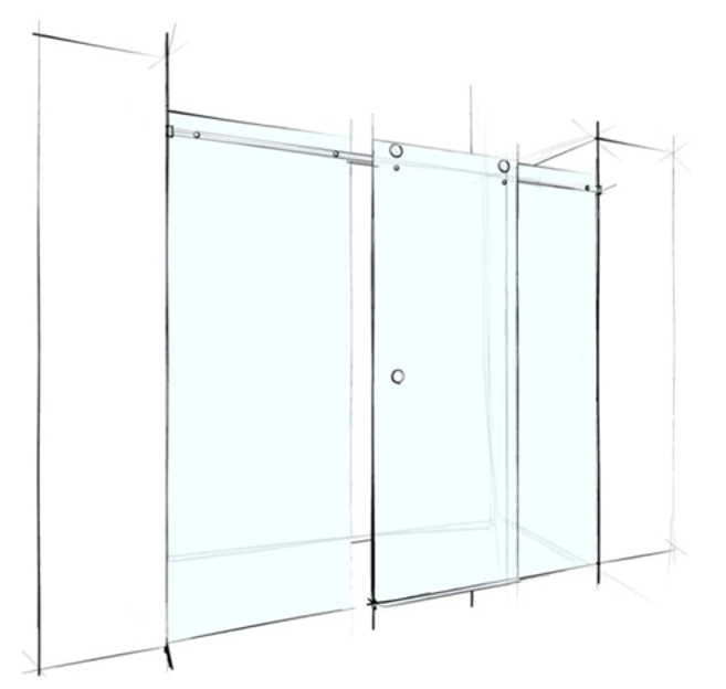 (Code: SR-) 10mm Frameless Shower Sliding RETURN Panel (2100mm Height ...